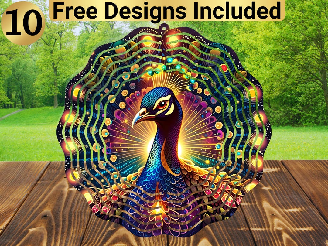 Colorful Peacock Wind Spinner, Peacock Spinner Sublimation Design ...