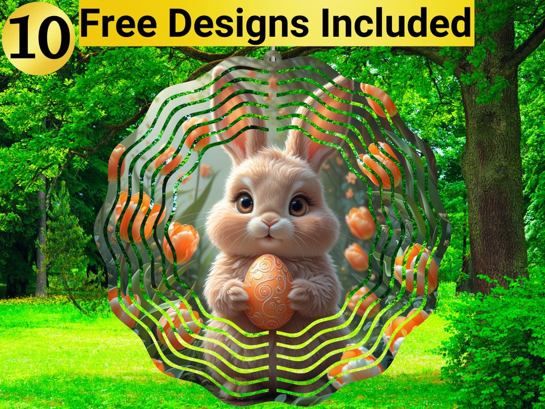 Spring Rabbit Wind Spinner, Rabbit Wind Spinner Sublimation Design ...
