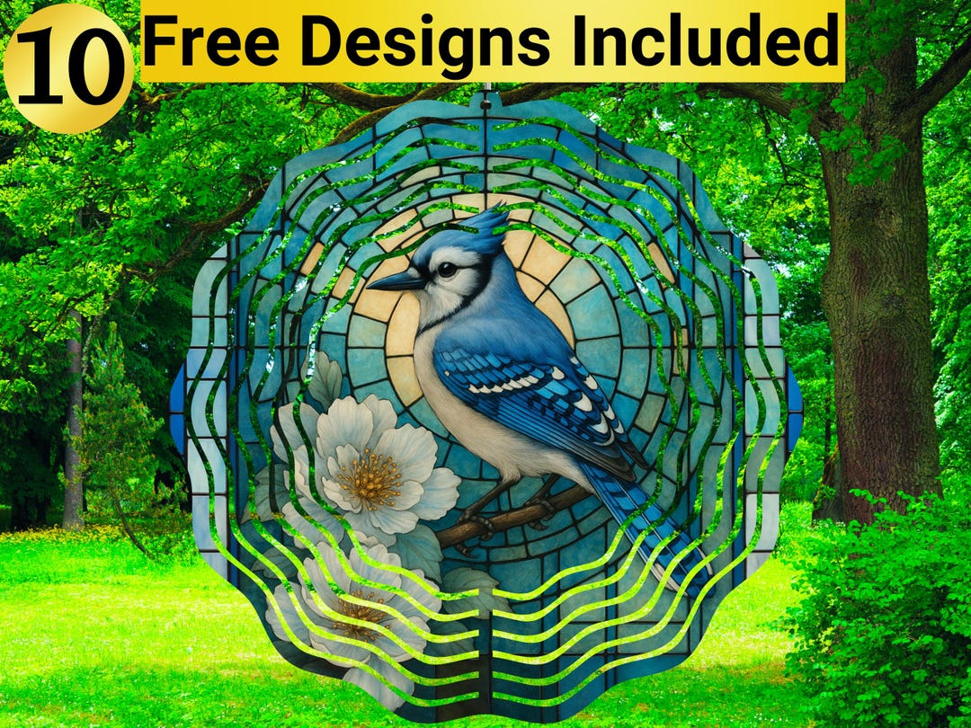 Blue Jay Bird Wind Spinner, Bird Wind Spinner Sublimation Design, Bird ...