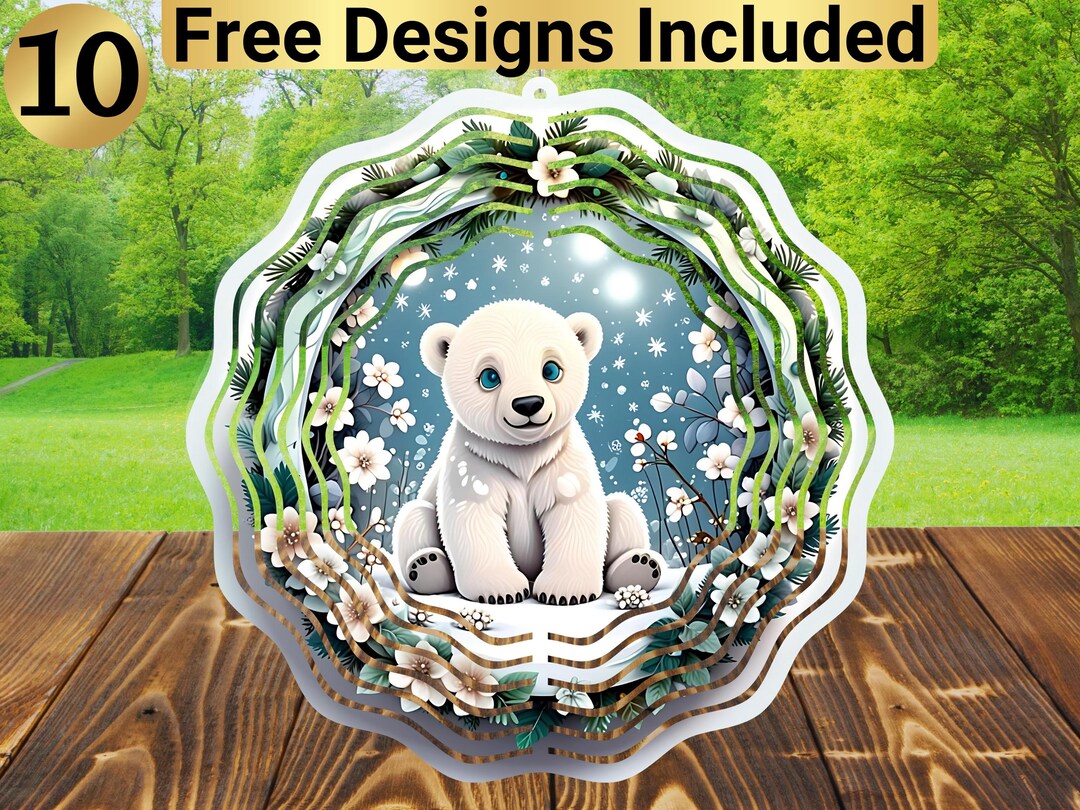 Polar Bear Wind Spinner, Bear Spinner Sublimation Design, Bear Wind ...