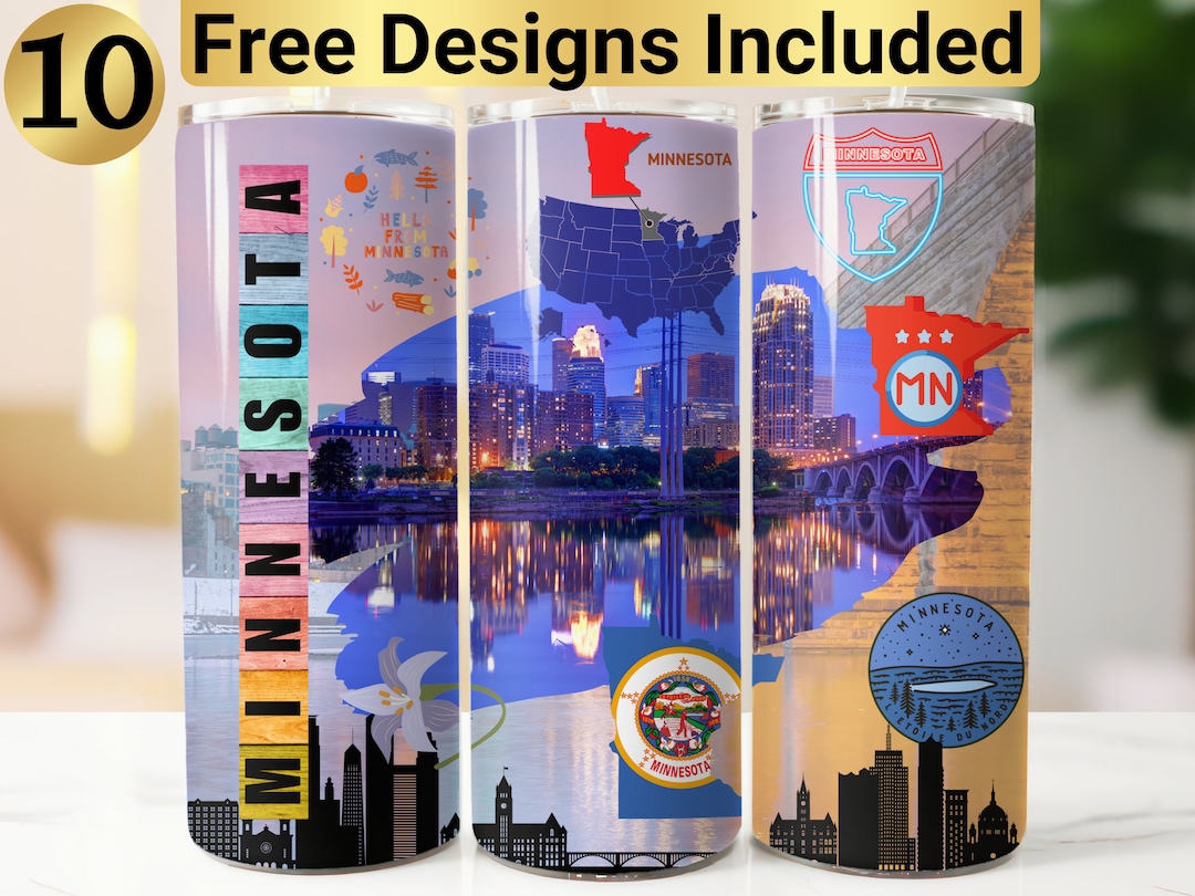 Minnesota Tumbler Design, Tumbler Wrap PNG, 20 Oz Skinny Tumbler Design ...