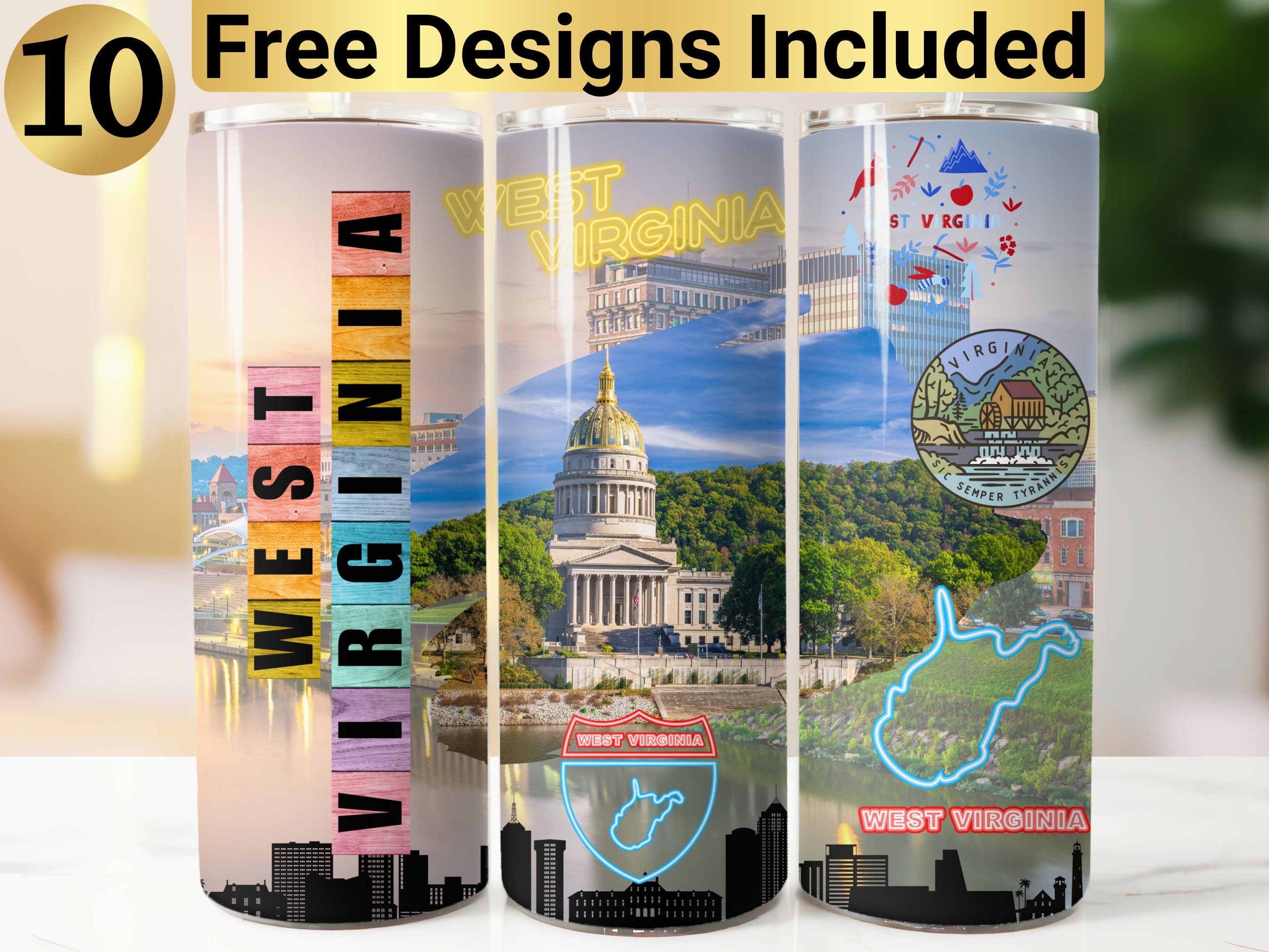 West Virginia Tumbler Design, Tumbler Wrap PNG, 20 Oz Skinny Tumbler ...