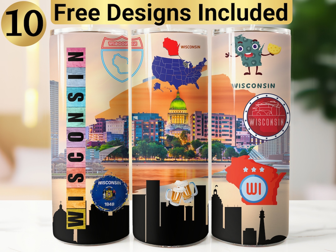 Wisconsin Tumbler Design, Tumbler Wrap PNG, 20 Oz Skinny Tumbler Design ...