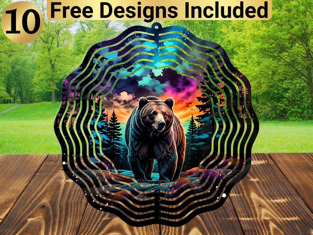 Forest Bear Wind Spinner, Bear Spinner Sublimation Design, Bear Wind ...