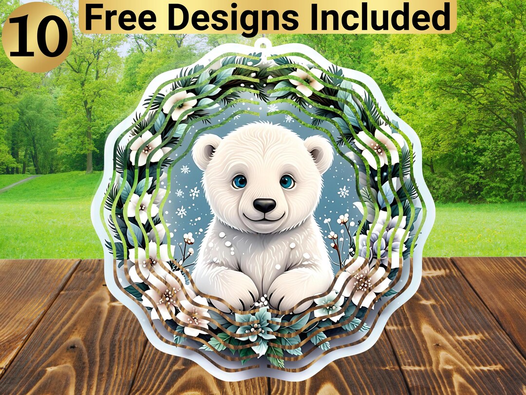 Polar Bear Wind Spinner, Bear Spinner Sublimation Design, Bear Wind ...