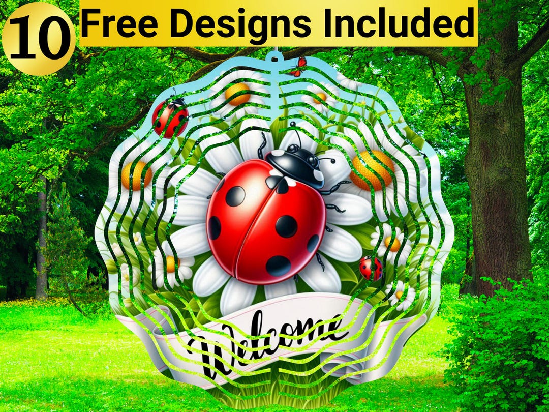 Ladybug Wind Spinner, Ladybug Wind Spinner Sublimation Design, Ladybug ...