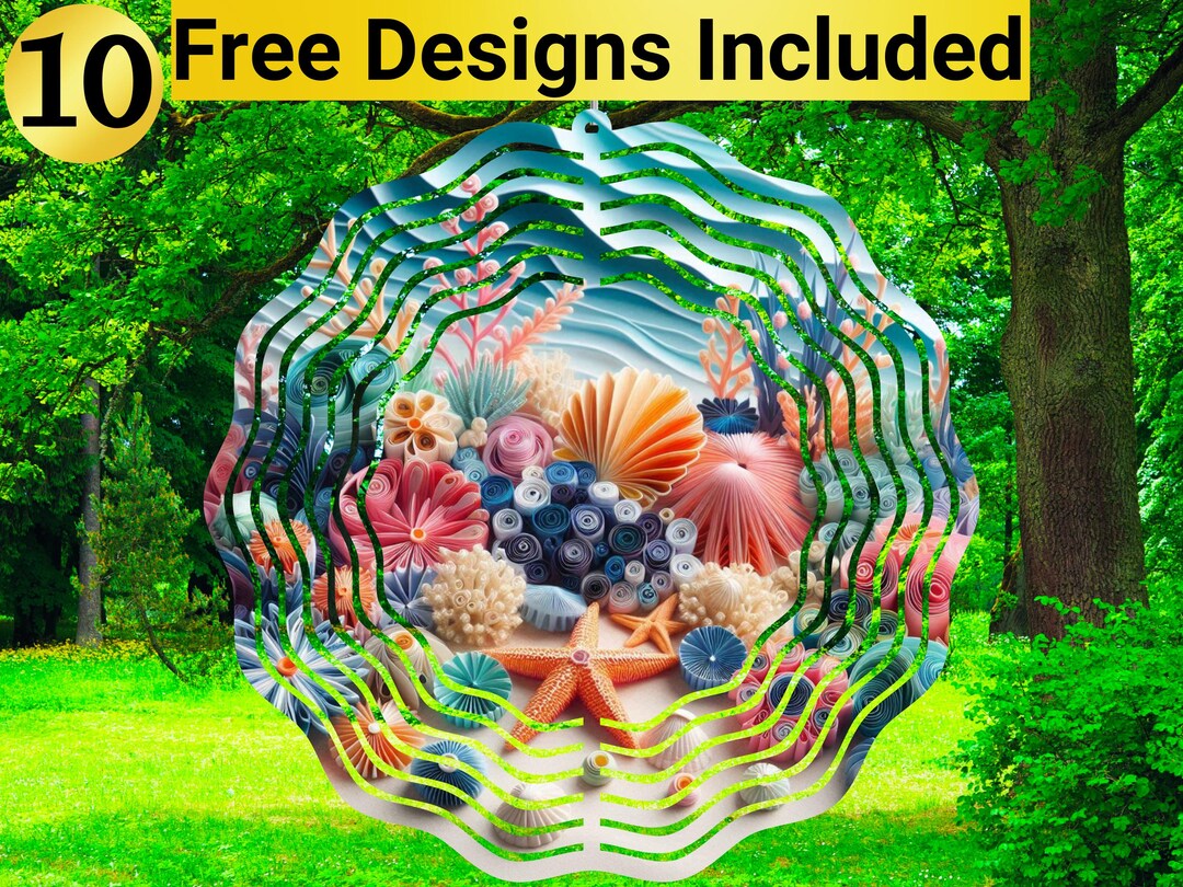 3D Ocean Seashells Wind Spinner, Seashells Wind Spinner Sublimation ...