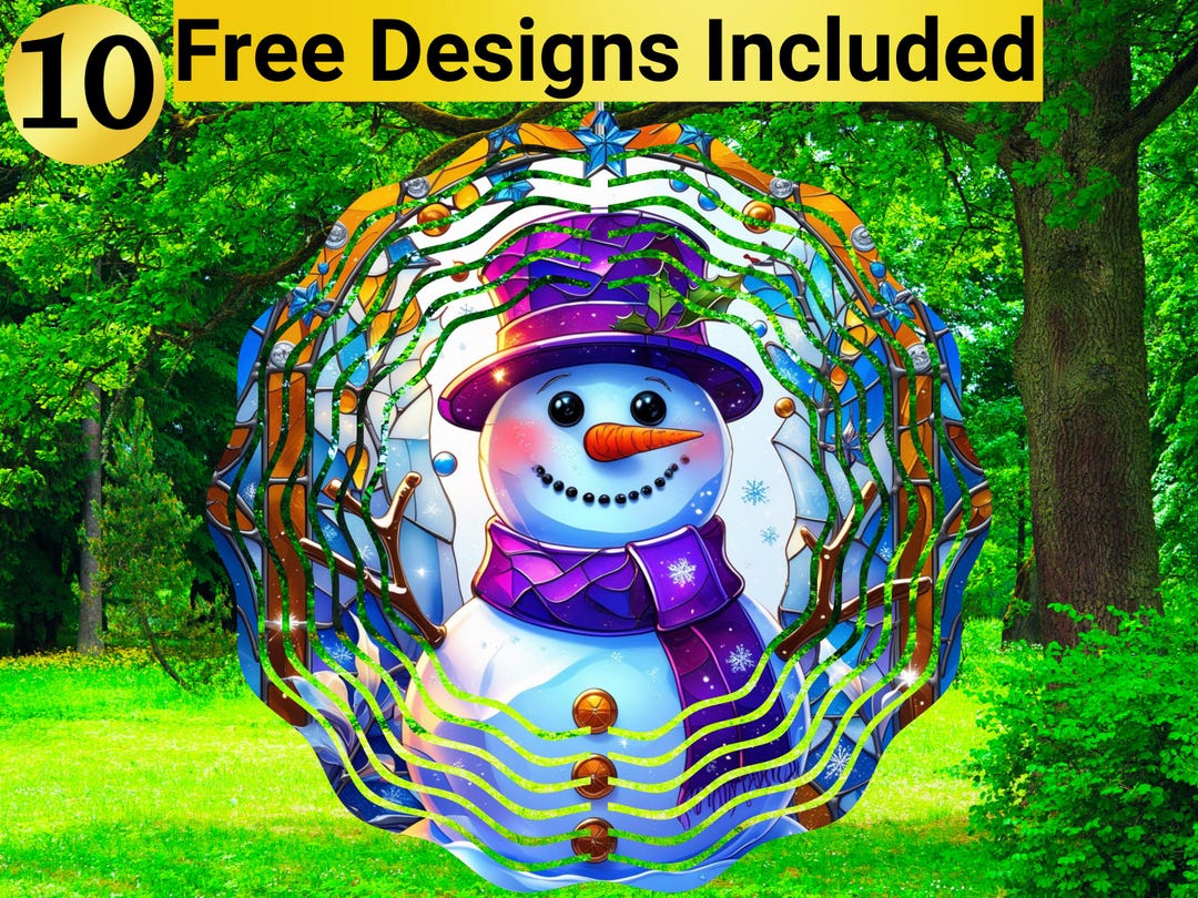 Stained Glass Snowman Wind Spinner, Snowman Wind Spinner Sublimation ...