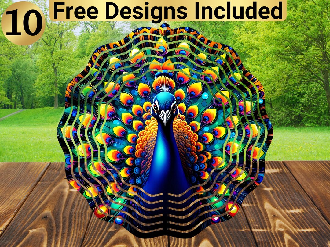 Colorful Peacock Wind Spinner, Peacock Spinner Sublimation Design ...