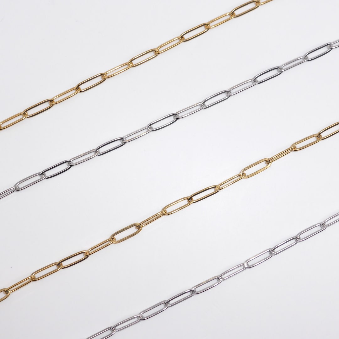Paperclip Chain Layering Minimalist Necklace Stainless Steel Gold ...