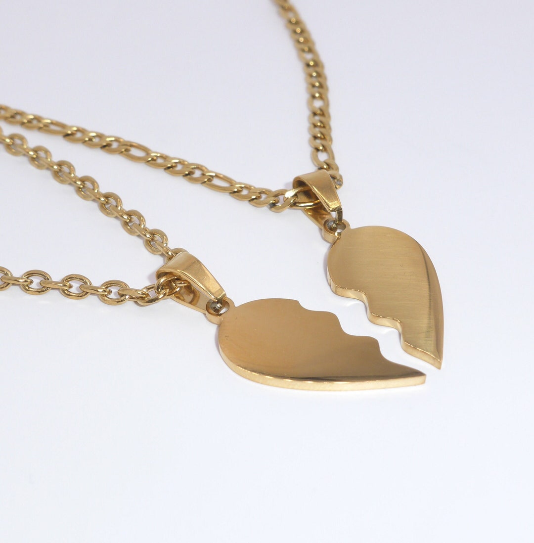 Gold Heart Two-piece Necklace Set Valentines Gift Ideas Girlfriend ...