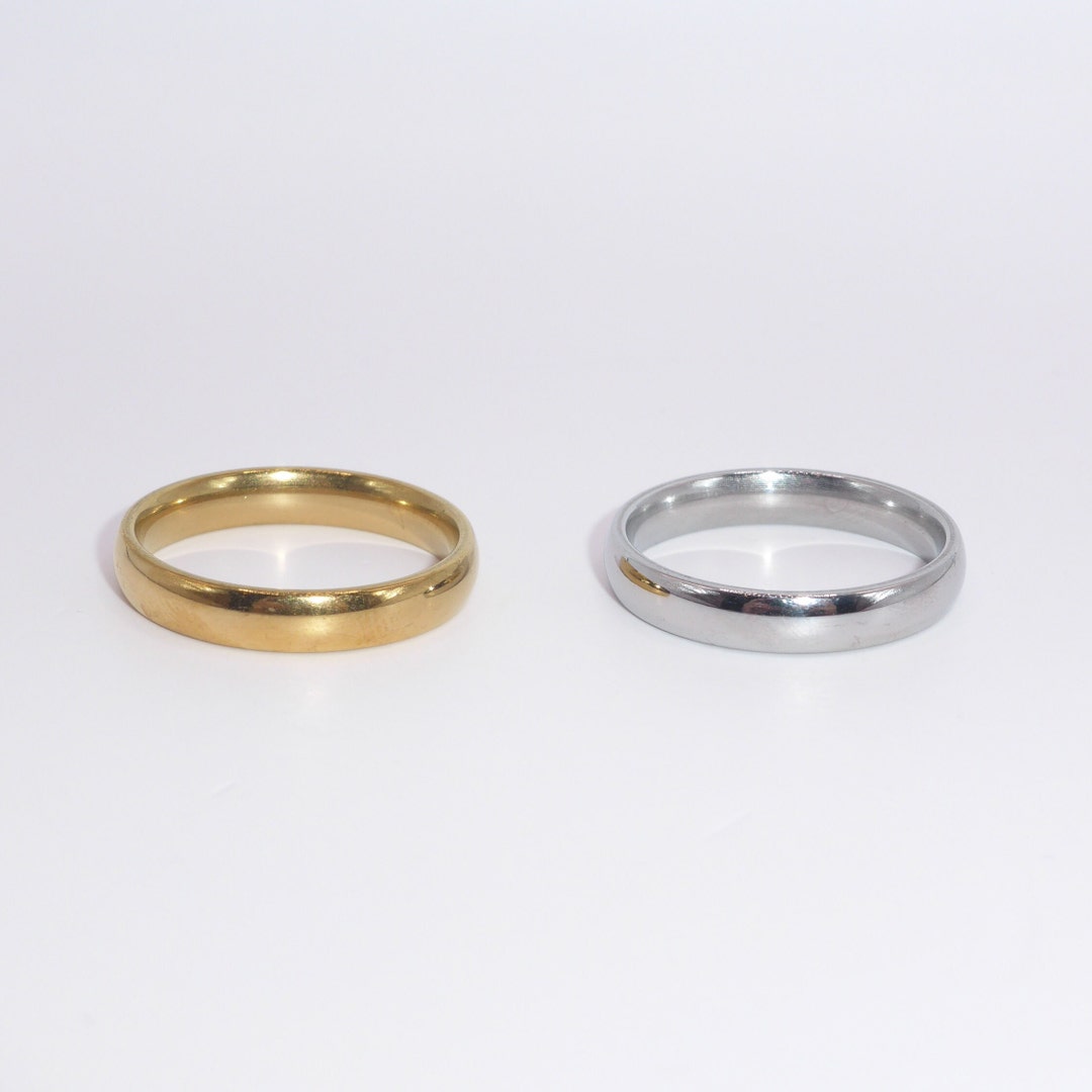 Gold/silver 4mm Wide Stainless Steel Solid Band Ring Tarnish-free ...