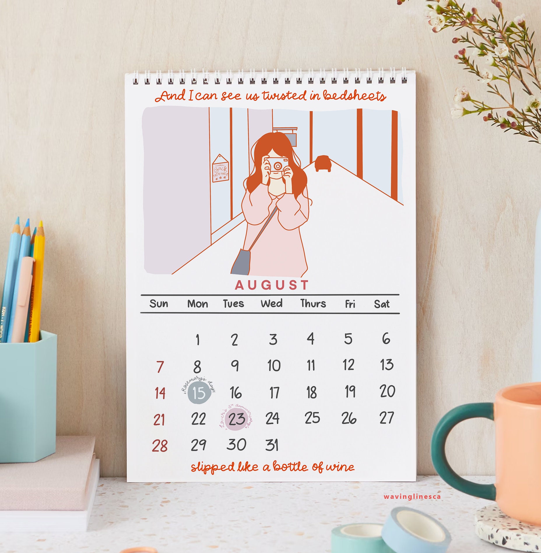 2024 Swiftie Calendar : Monthly Calendar, Illustrated Wall Art for ...