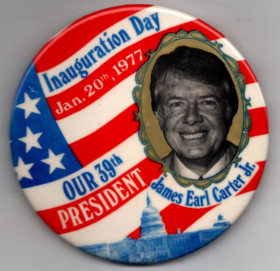 Vintage Large Jimmy Carter 39th President Inauguration Day 1977 Pinback ...
