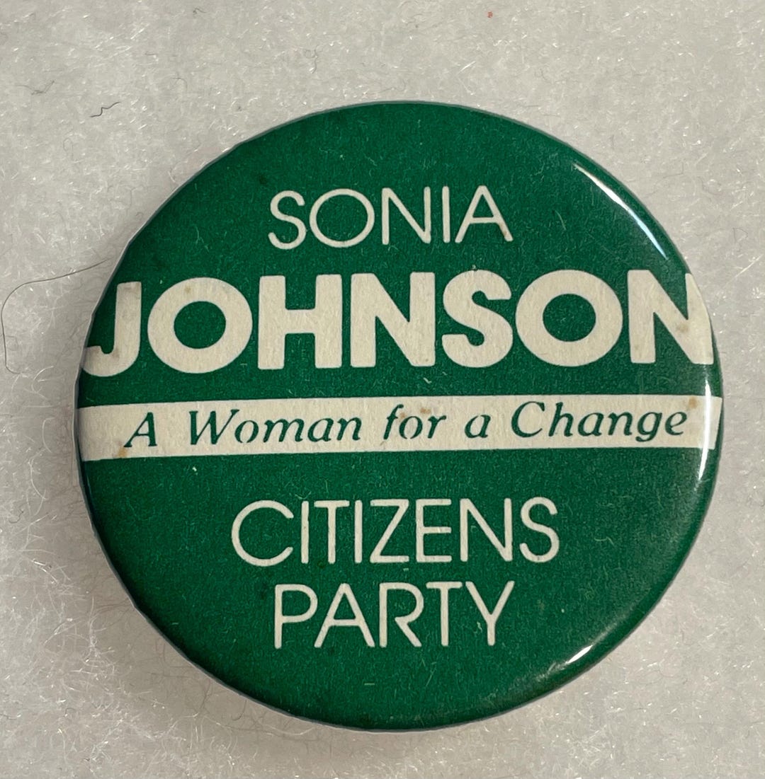 1984 Sonia Johnson President Citizens Party Campaign Button Pinback - Etsy