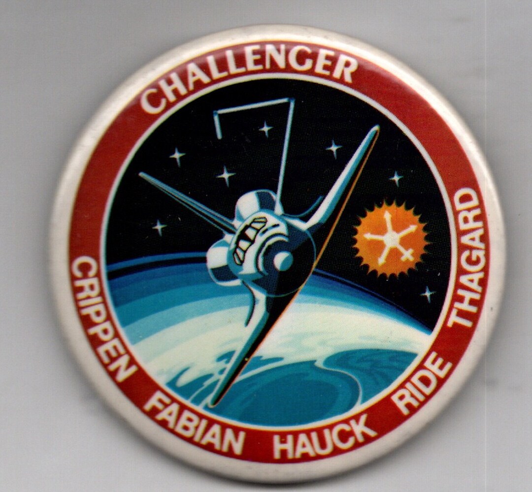 Vintage 1980s NASA Space Shuttle Challenger Sally Ride Button Pinback ...