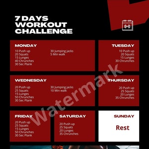 7-day Home Workout Challenge: Printable Plan to Boost Your Fitness - Etsy