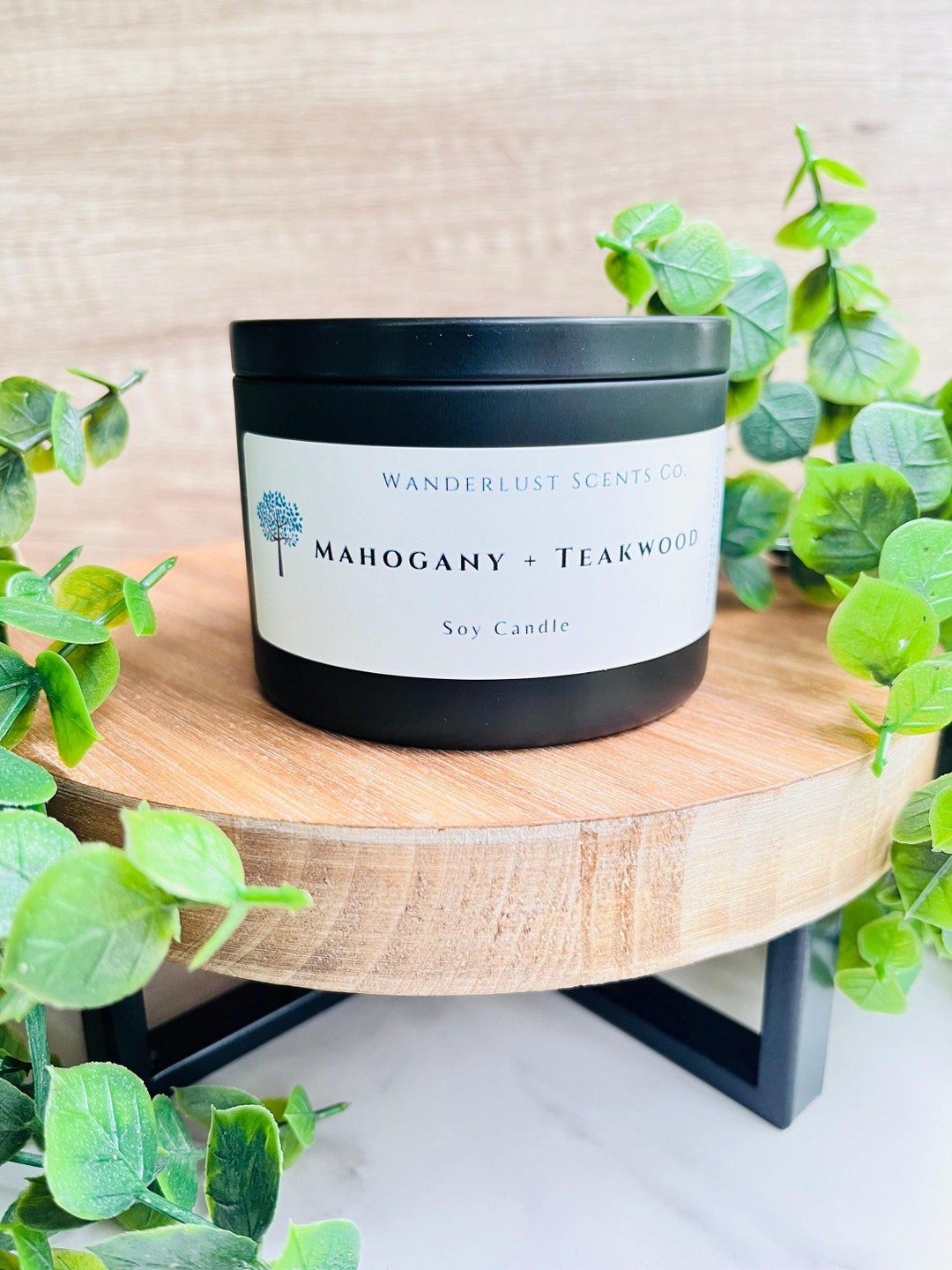 Handmade Tin Soy Wax Candle| Black Tin Candle Container| Cotton Lead ...