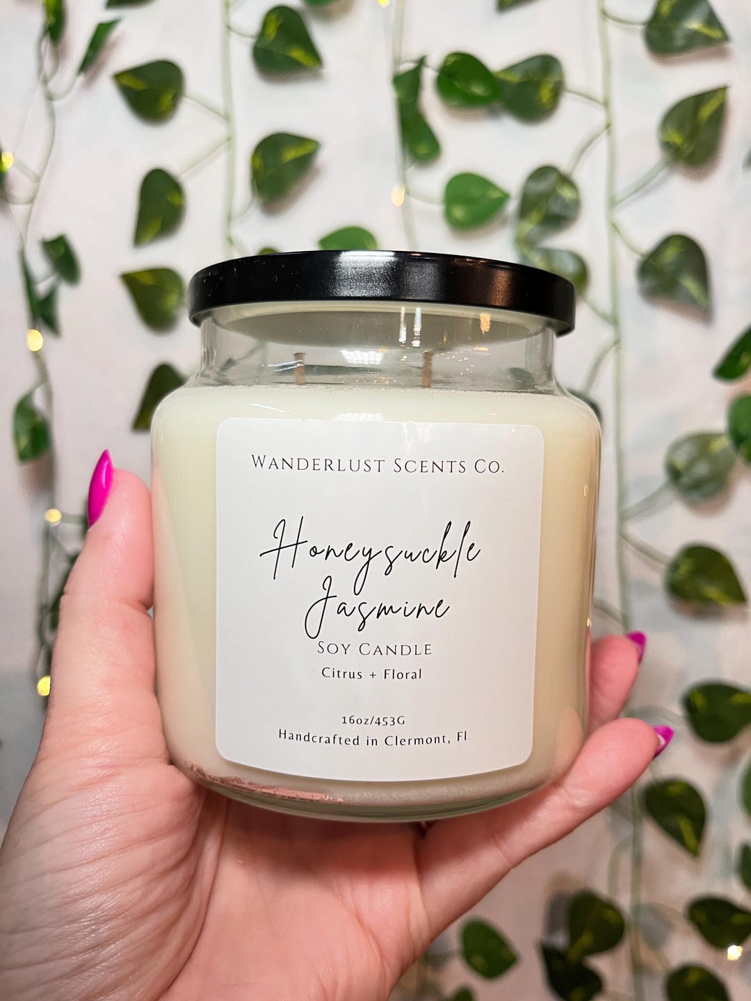 Handmade 16oz Honeysuckle Jasmine Soy Candle| Non Toxic Candle| Eco ...