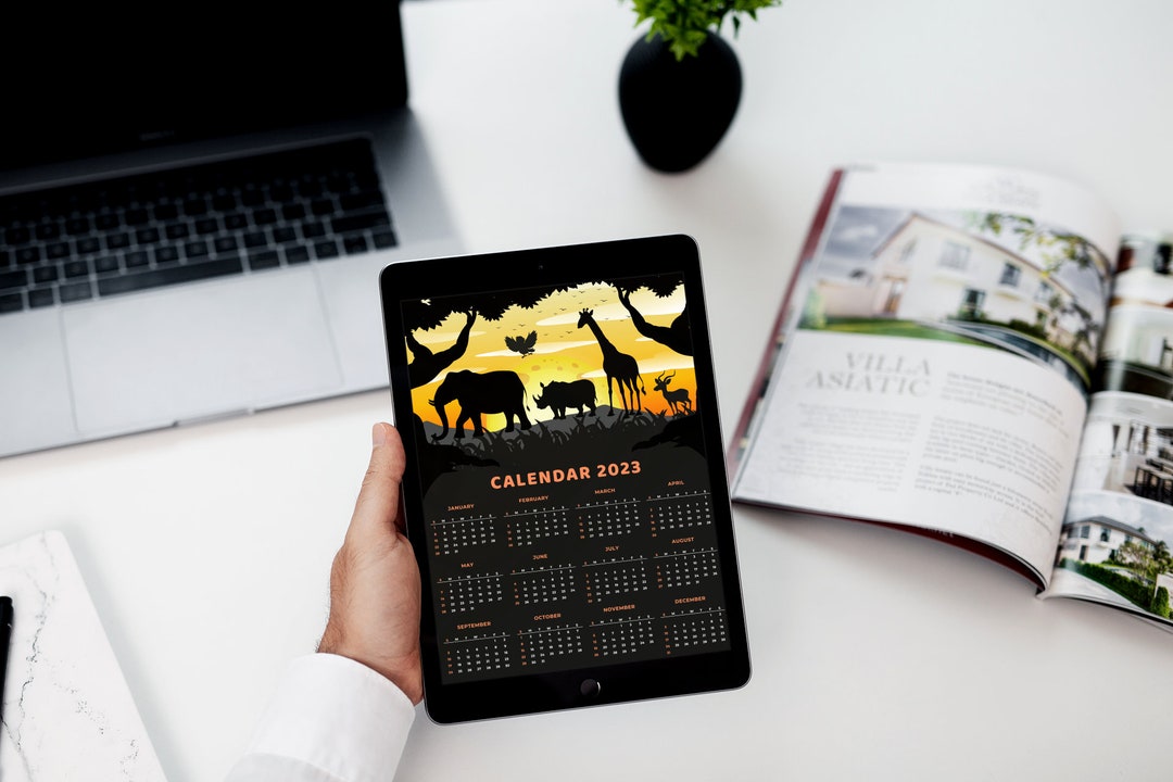 African Safari 2023 Digital Monthly Calender, Printable Calander ...