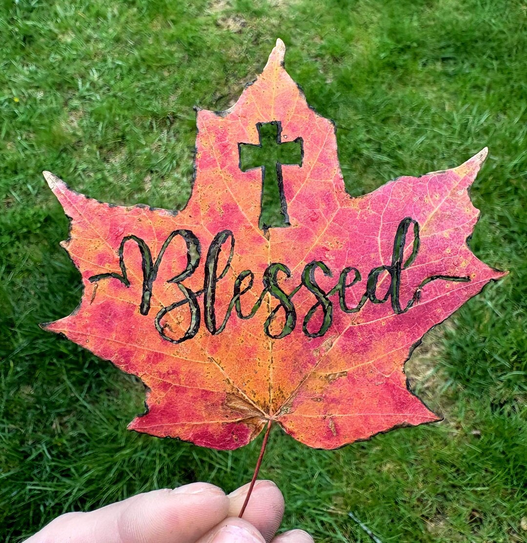 Hand Burned Maple Leaf Blessed Religious Cross Christian - Gift for ...