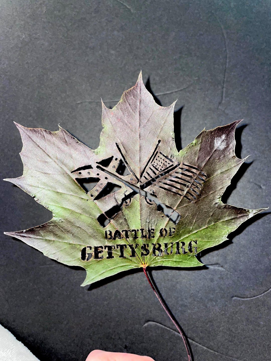 Hand Burned Battle of Gettysburg Leaf Picked From Gettysburg Cemetery ...