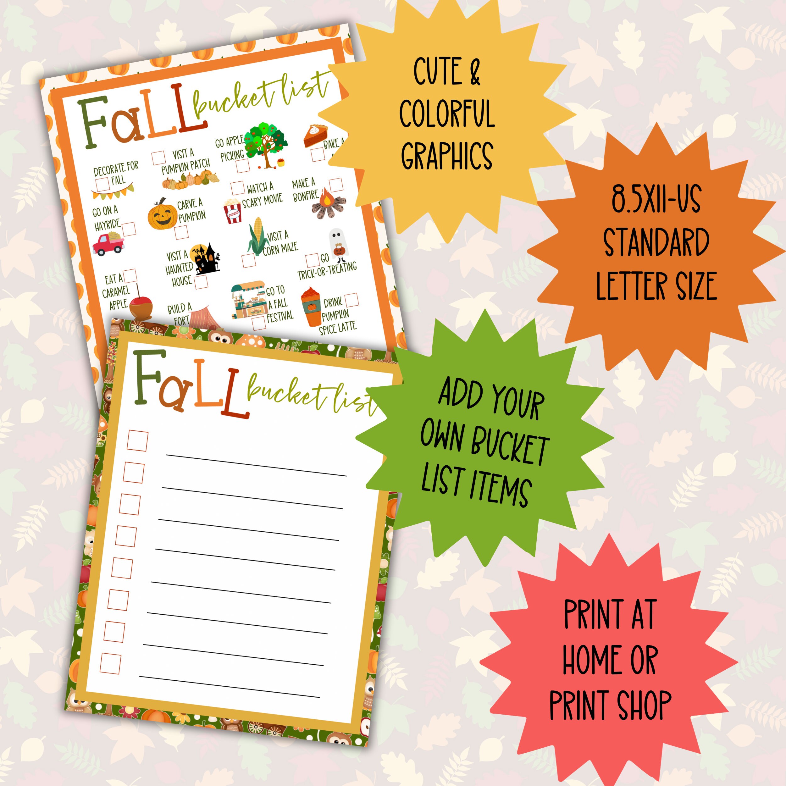 Fall Bucket List Printable Autumn Activities Checklist Family Fun Fall ...