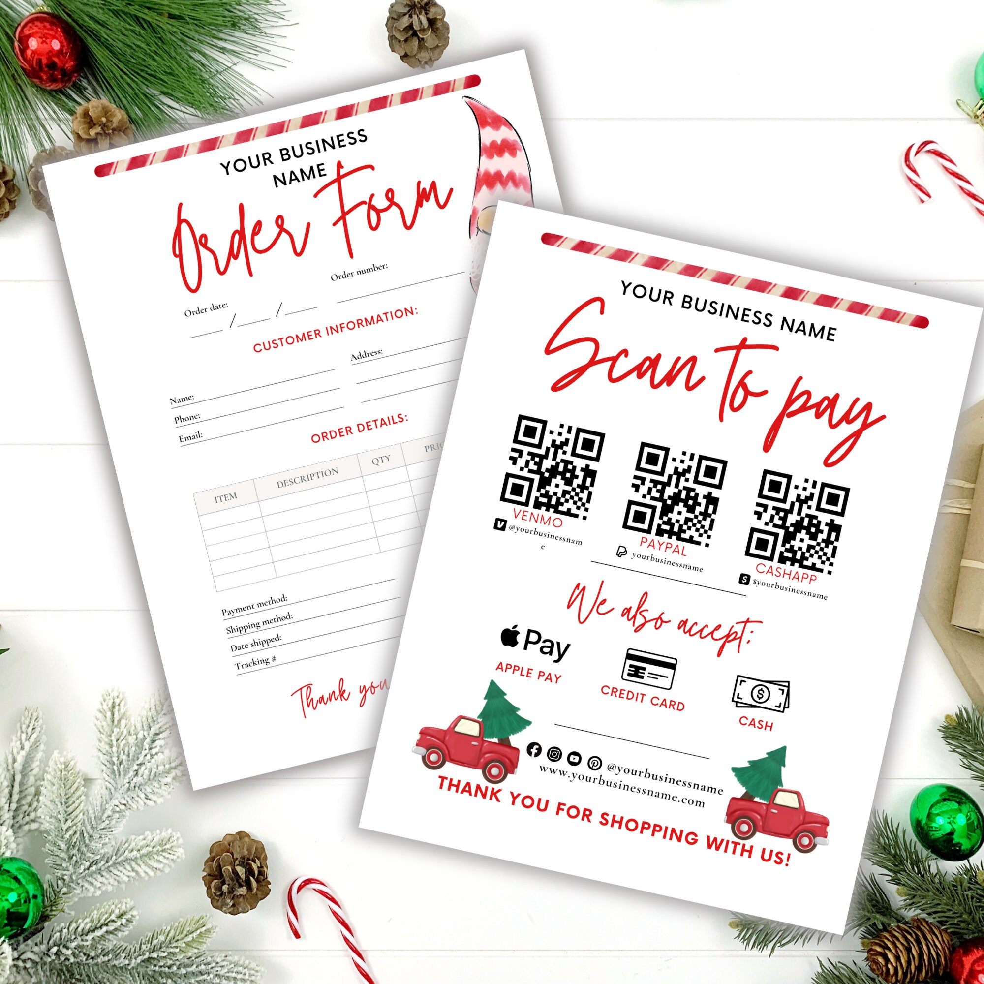 Holiday Themed Craft Fair Sign Bundle Seasonal Market Signage Small ...