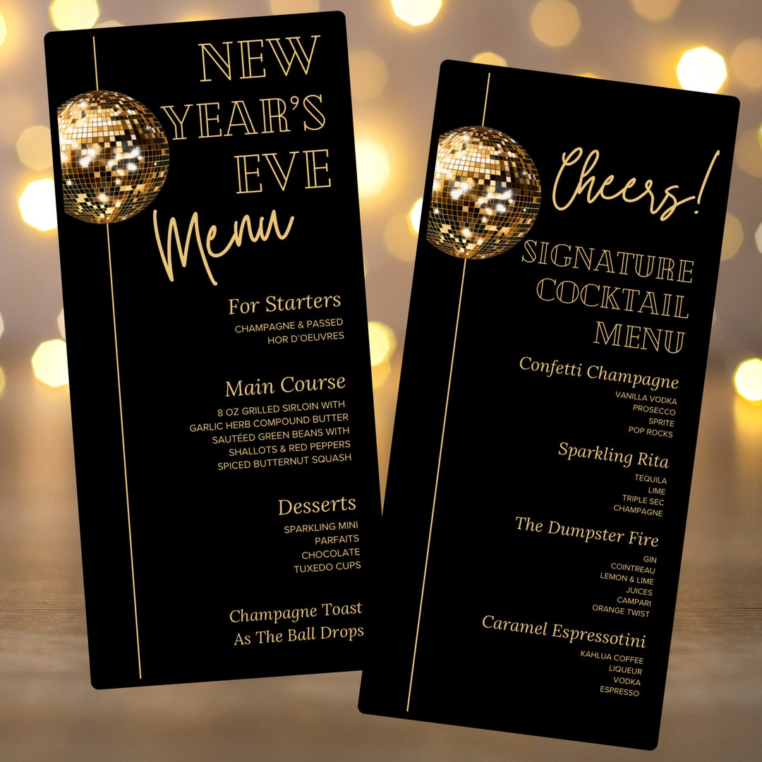 New Year's Eve Menu Template Dinner Menu Canva Editable Template NYE ...