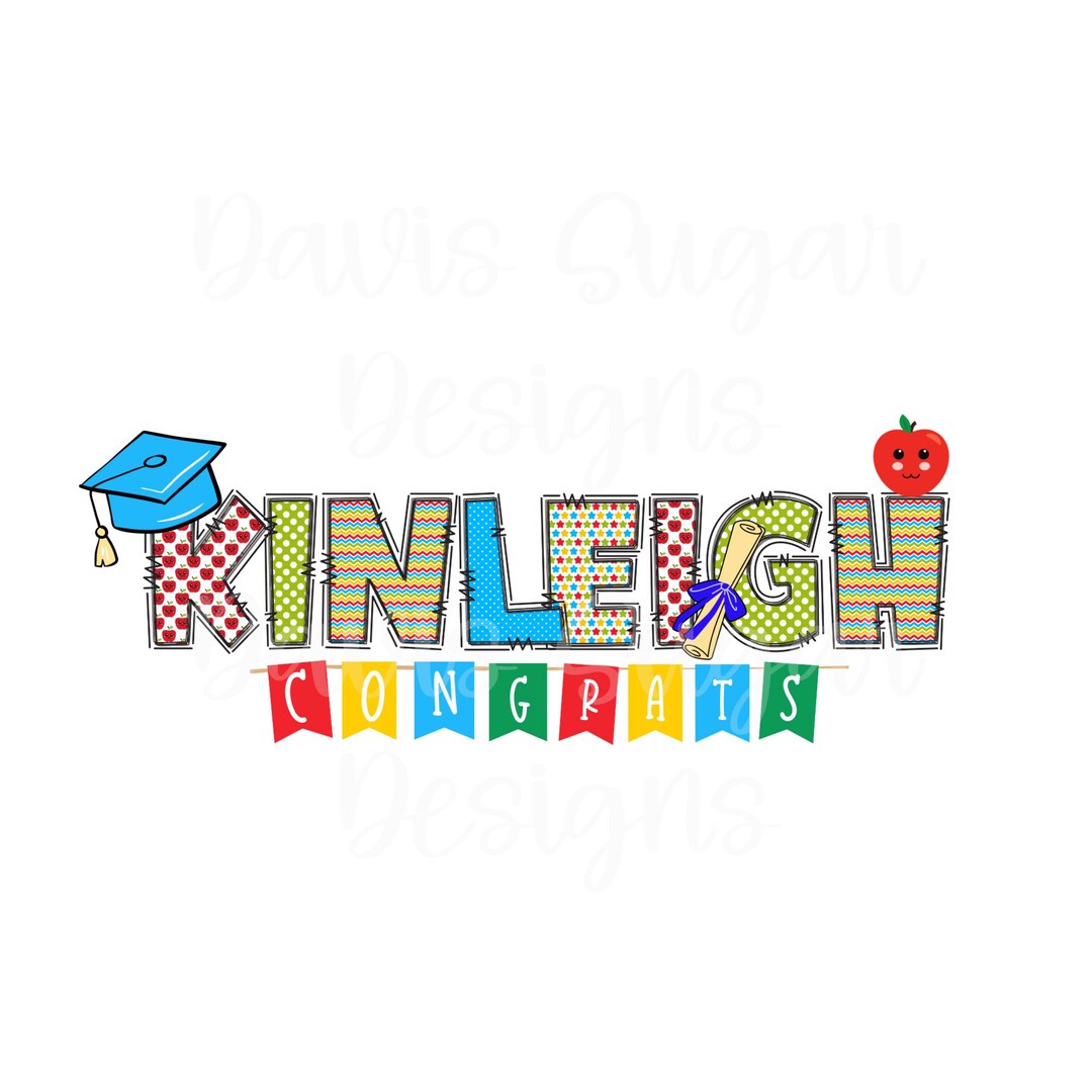 Pre-k Kindergarten Graduation Custom Name Pngs | Personalized School ...