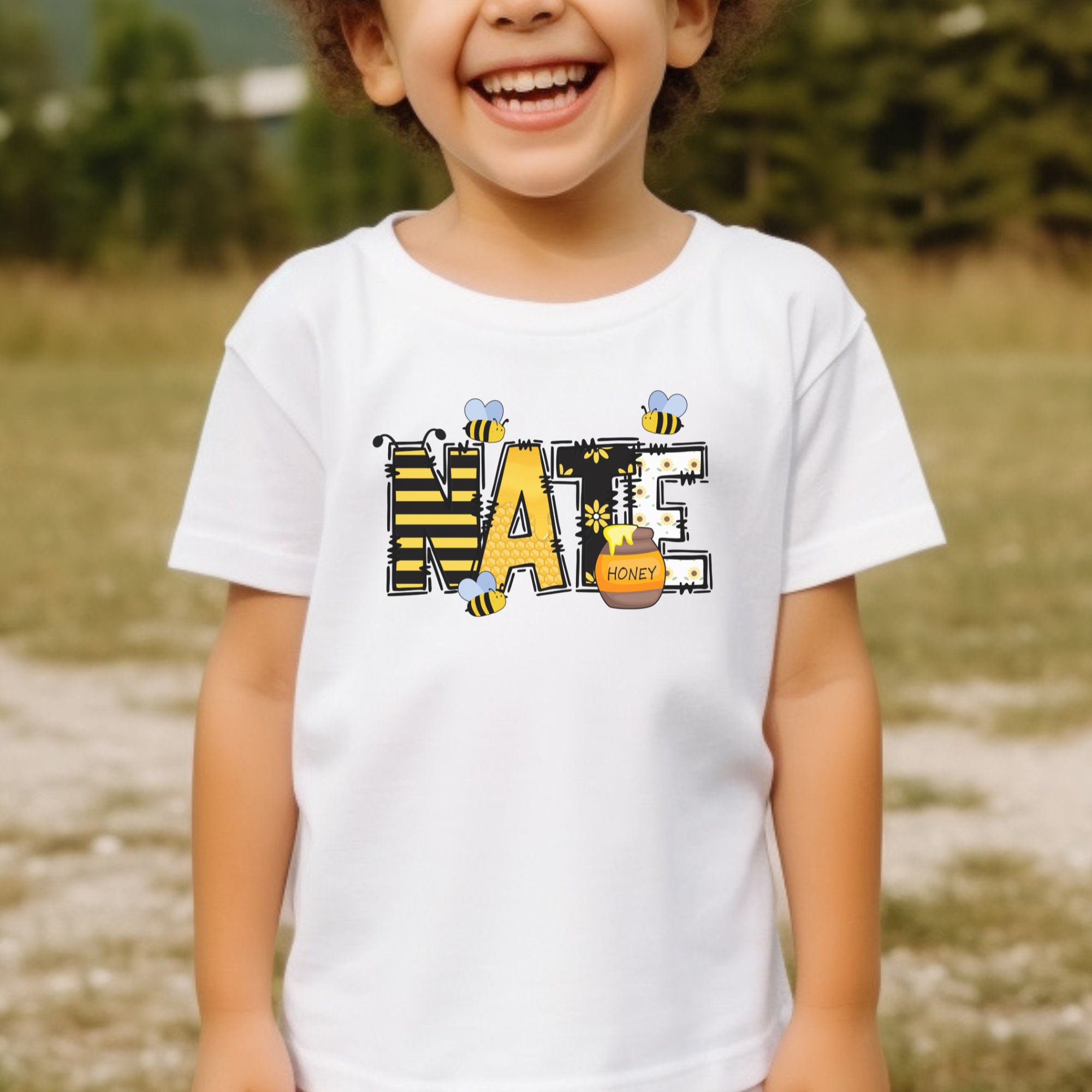 Personalized Honey Bees Name PNG, Springtime Design, Nursery Decor ...