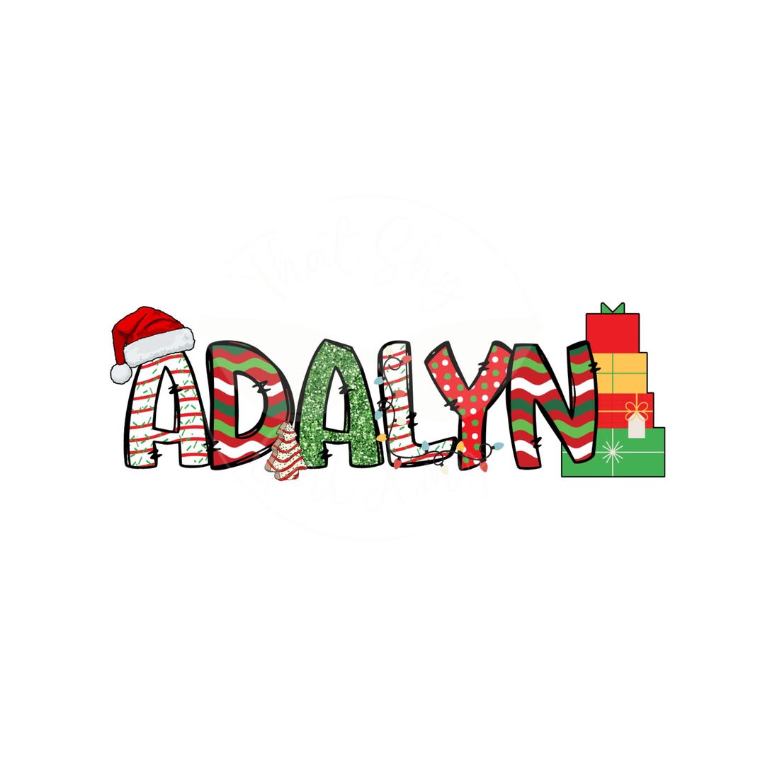 Custom Christmas Themed Name PNG for Sublimation | Personalized Doodle ...