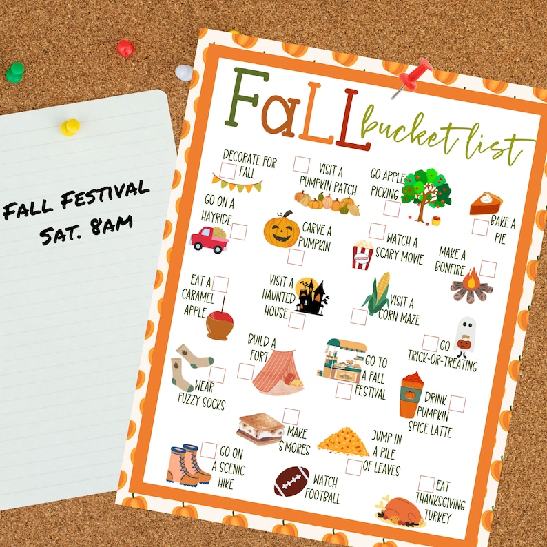 Fall Bucket List Printable Autumn Activities Checklist Family Fun Fall ...