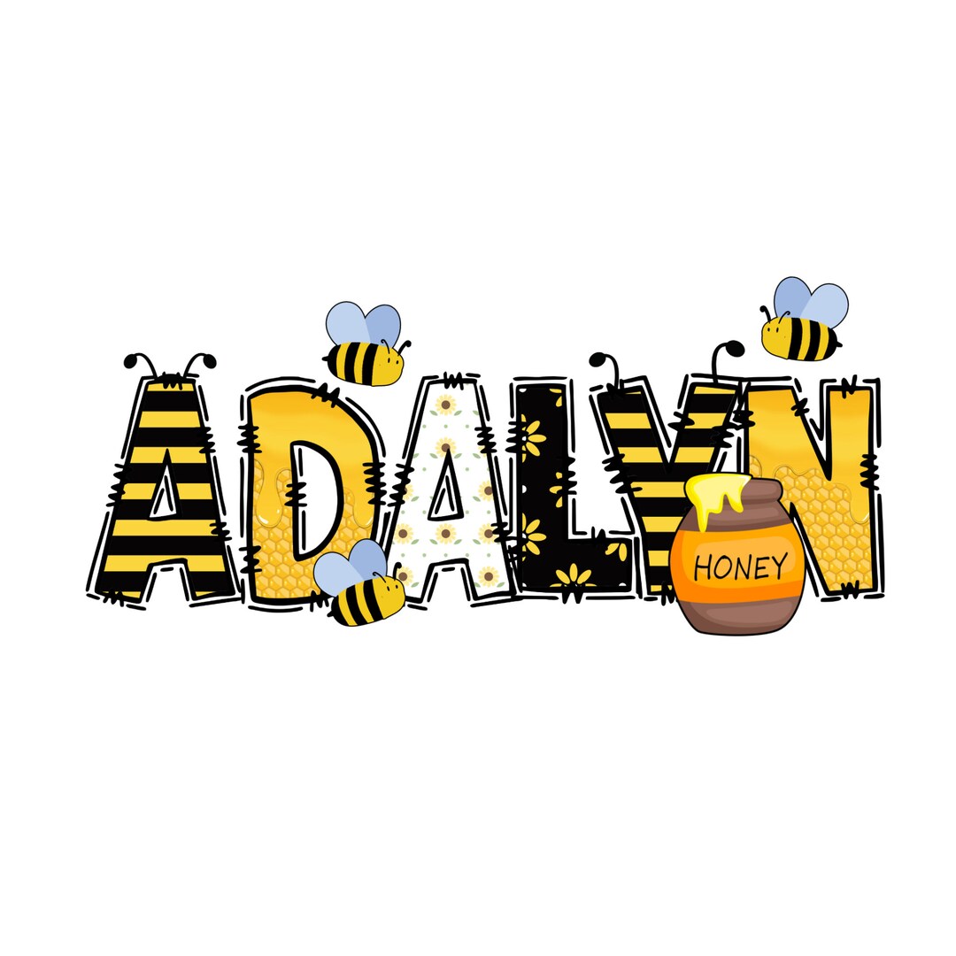 Personalized Honey Bees Name PNG, Springtime Design, Nursery Decor ...