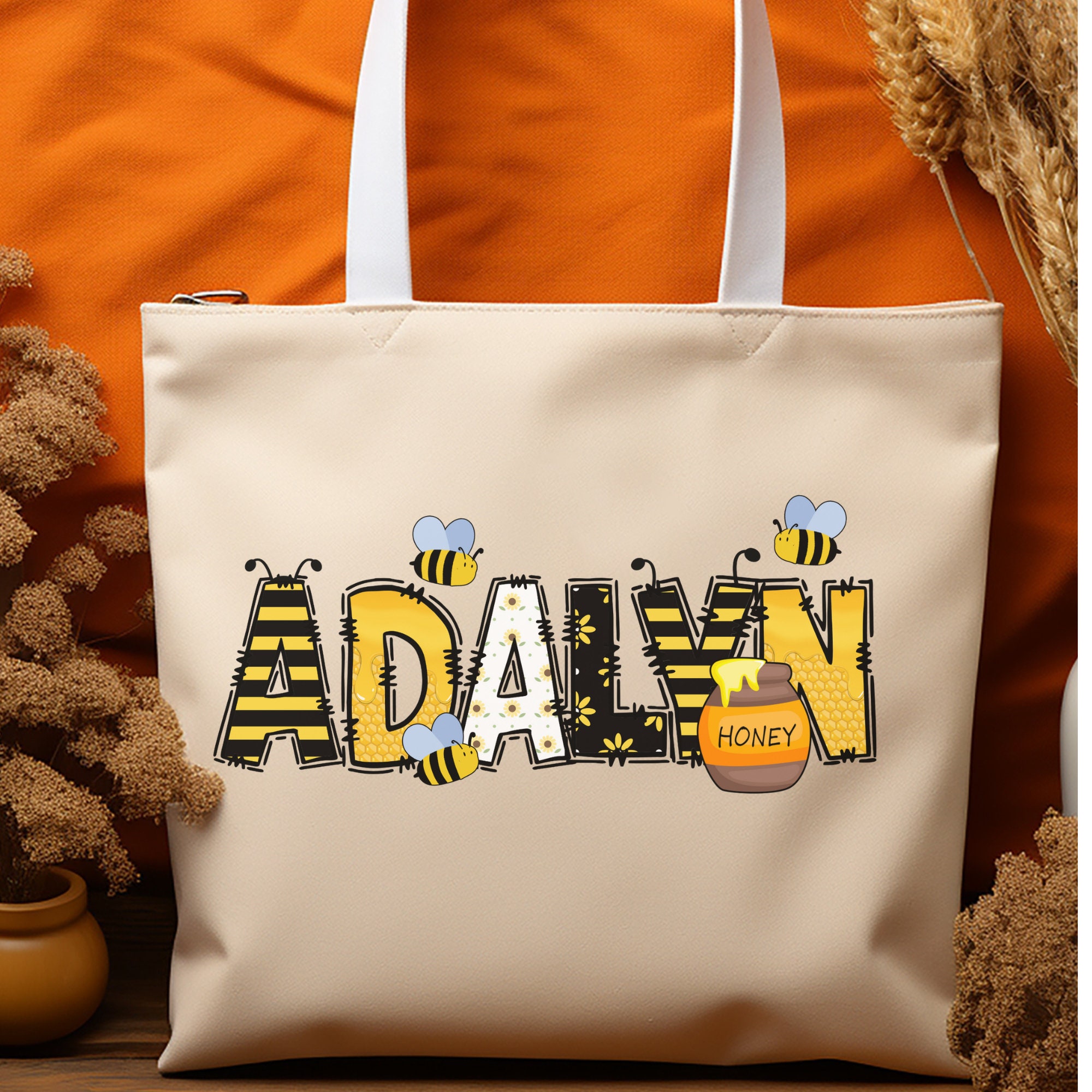 Personalized Honey Bees Name PNG, Springtime Design, Nursery Decor ...