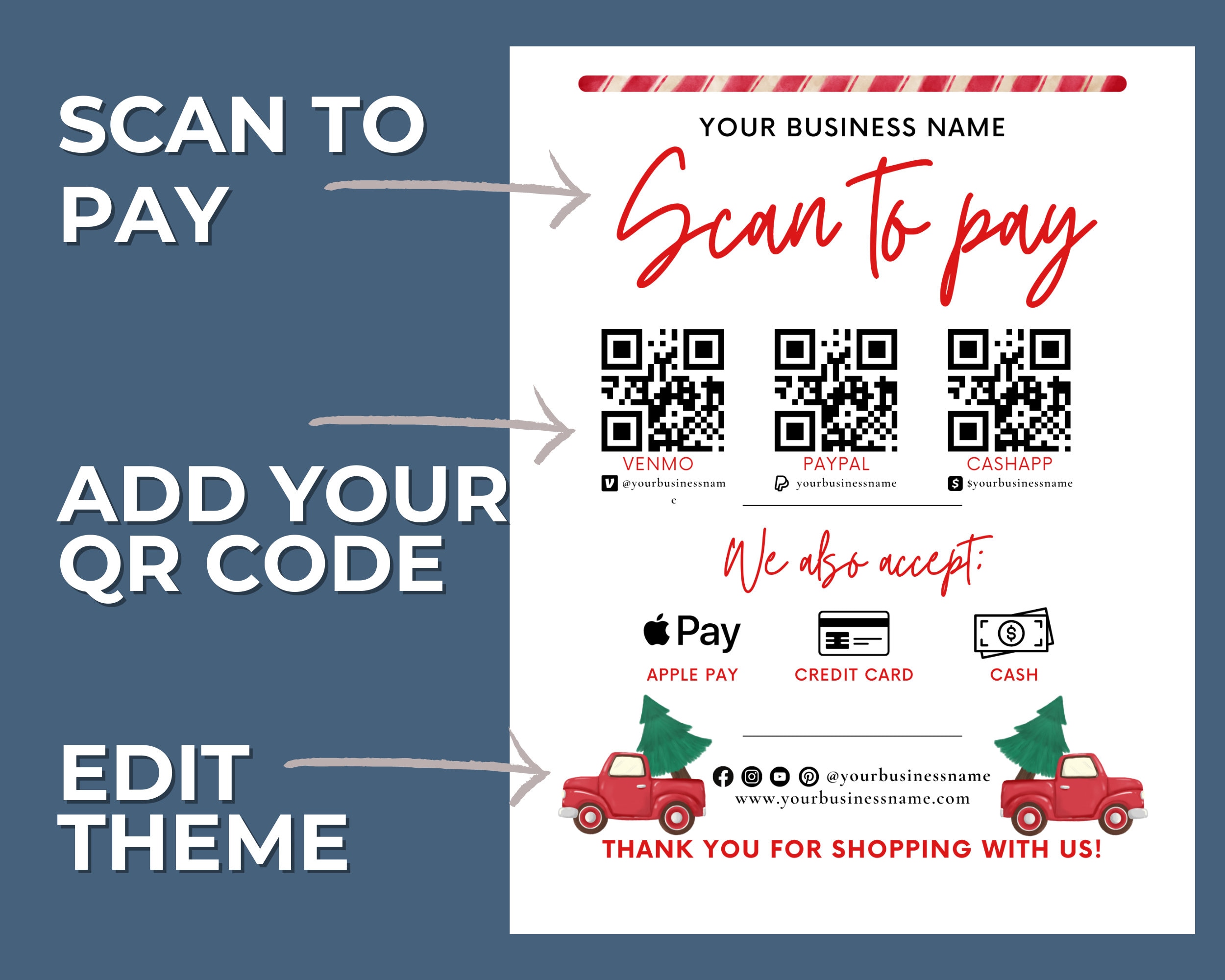 Holiday Themed Craft Fair Sign Bundle Seasonal Market Signage Small ...