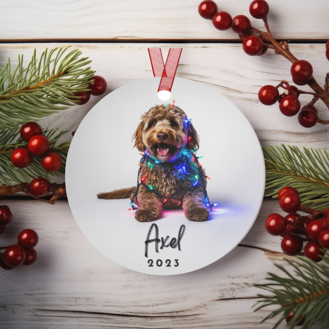 Labradoodle Christmas Ornament, Custom Dog Ornament, Dog Name Ornament ...