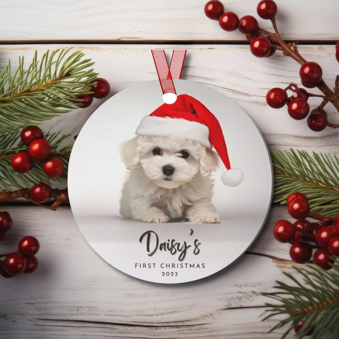 Bichon Frise Puppy Ornament, Puppy 1st Christmas, Custom Dog Ornament ...