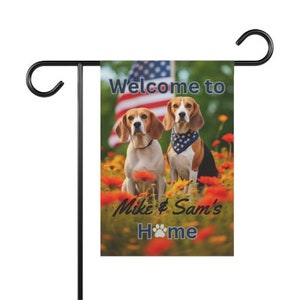 Two Beagles Garden Flag, Summer Beagle Lover Gift, Spring Outdoor Flag ...