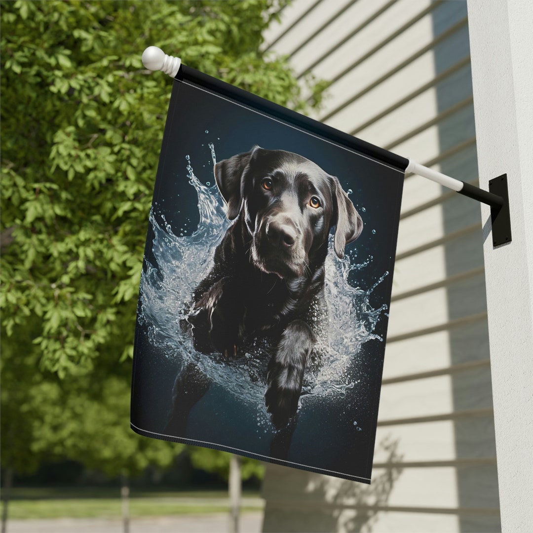 Black Lab Garden Flag Dramatic Water Scene Dog House - Etsy