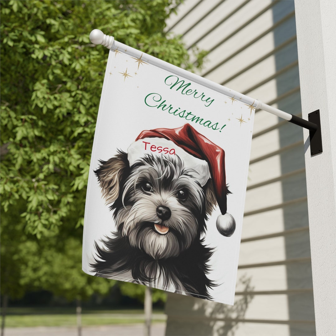 Personalized Yorkie Christmas Banner, Yorkie Garden Flag, Personalized ...