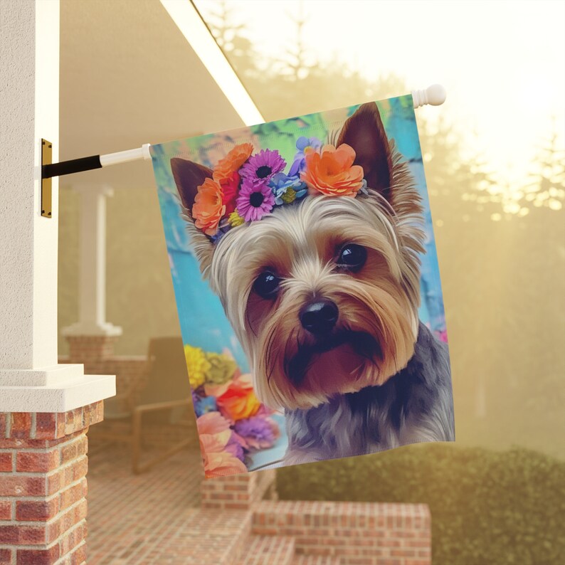 Adorable Yorkie With Floral Accents Flag Yorkie Lover Flag - Etsy