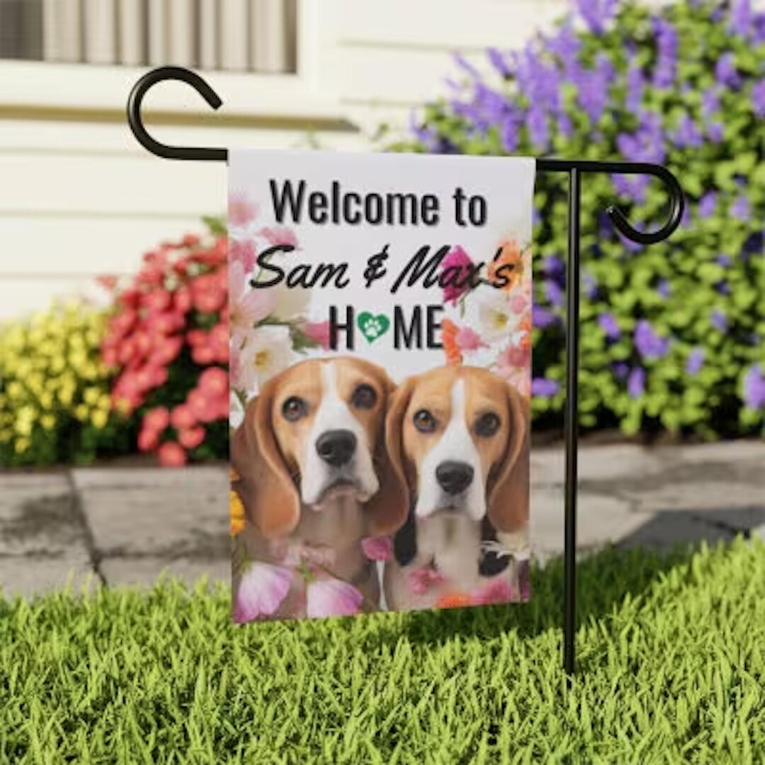 Two Beagles Garden Flag, Summer Beagle Lover Gift, Spring Outdoor Flag ...