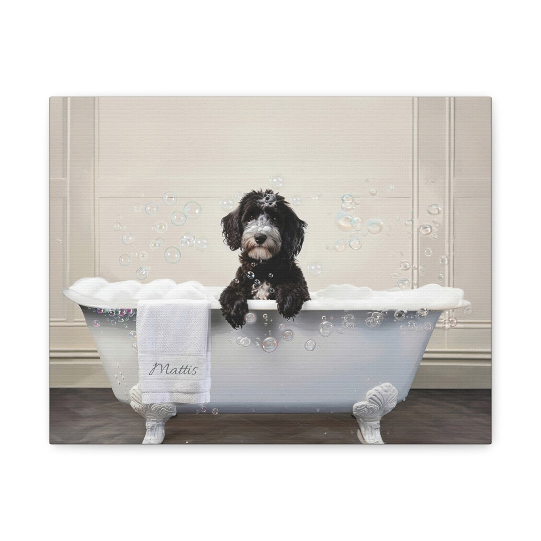 Australian Doodle Bubble Bath Art Personalized - Custom Dog Portrait ...