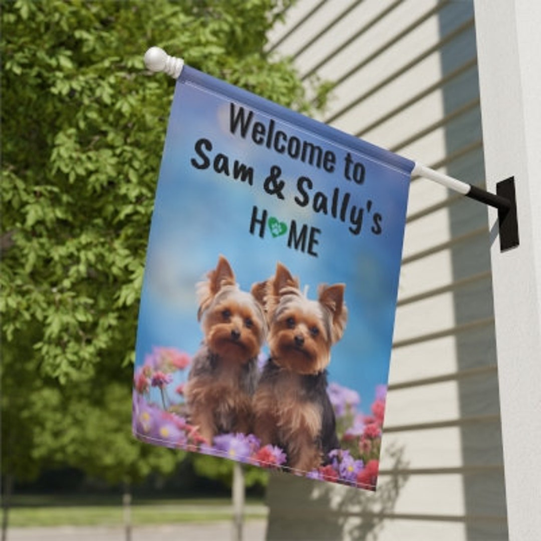 Seasonal Yorkie Garden Flag Custom, Spring Personalized Dog Flag Winter ...