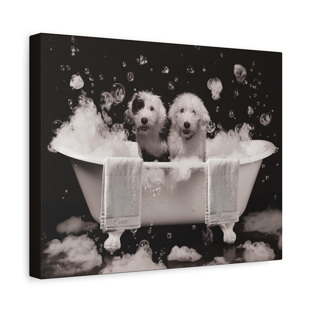 Sheepadoodles Art, Sheepadoodle Dogs Gifted, Dog in Bathtub ...