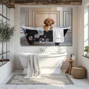 Cavapoo Dog Bathtub Art Dog in Bathtub Art Dog Artful Art Custom Dog ...