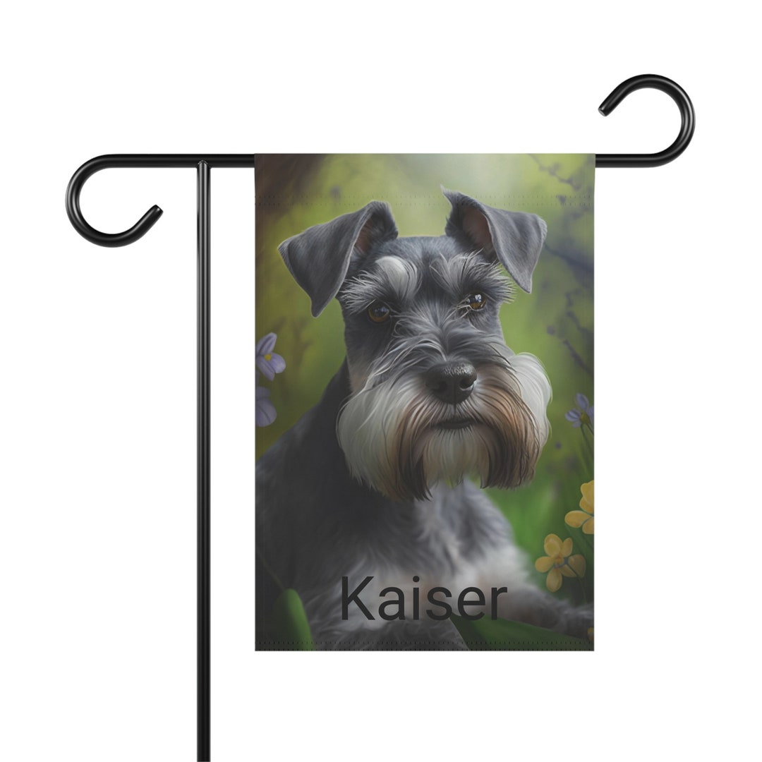 Schnauzer With Floral Accents Flag, Schnauzer Lover Flag, Schnauzer ...