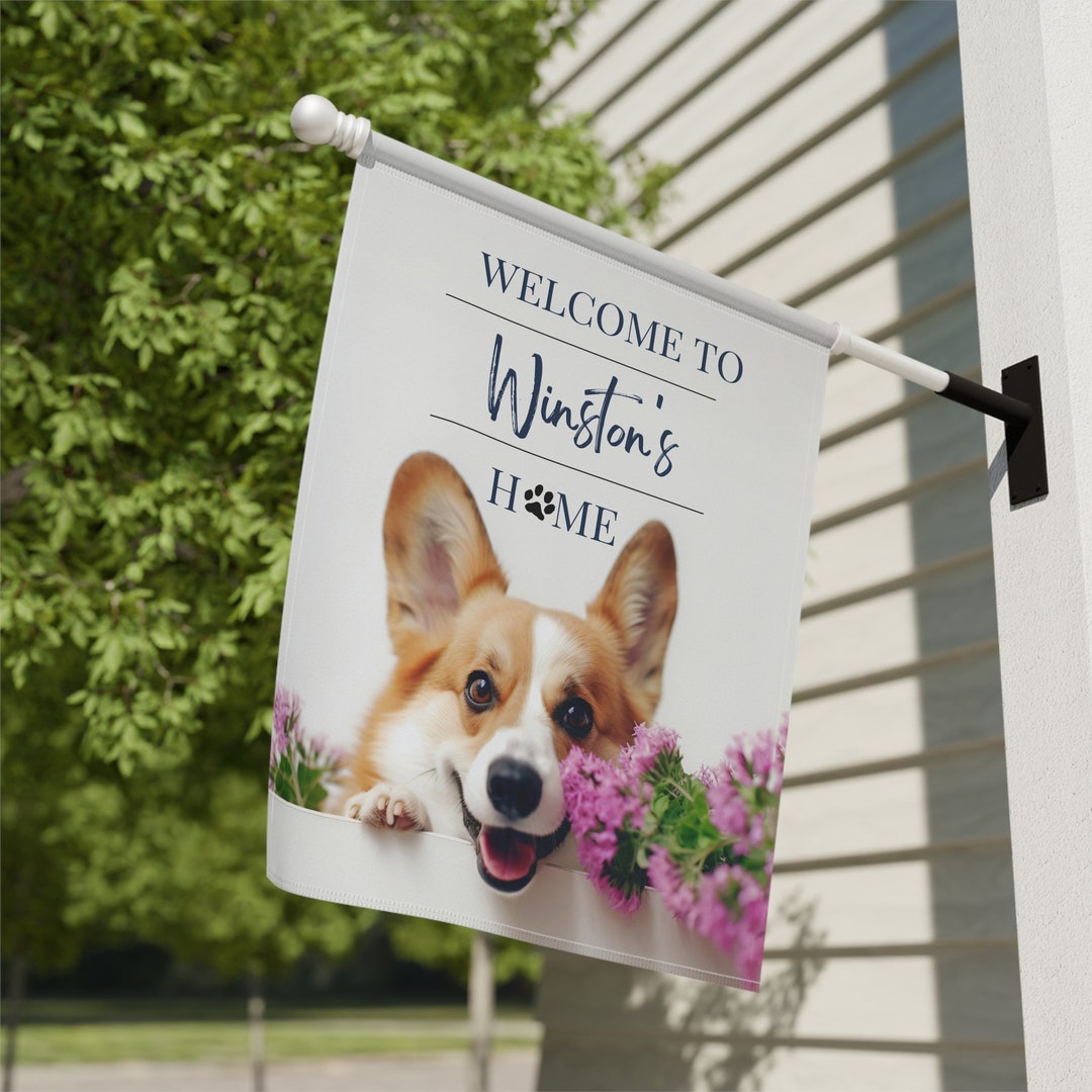 Personalized Welsh Corgi Garden Flag Corgi Lover Flag Corgi Yard Art ...
