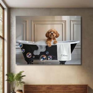 Cavapoo Dog Bathtub Art Dog in Bathtub Art Dog Artful Art Custom Dog ...